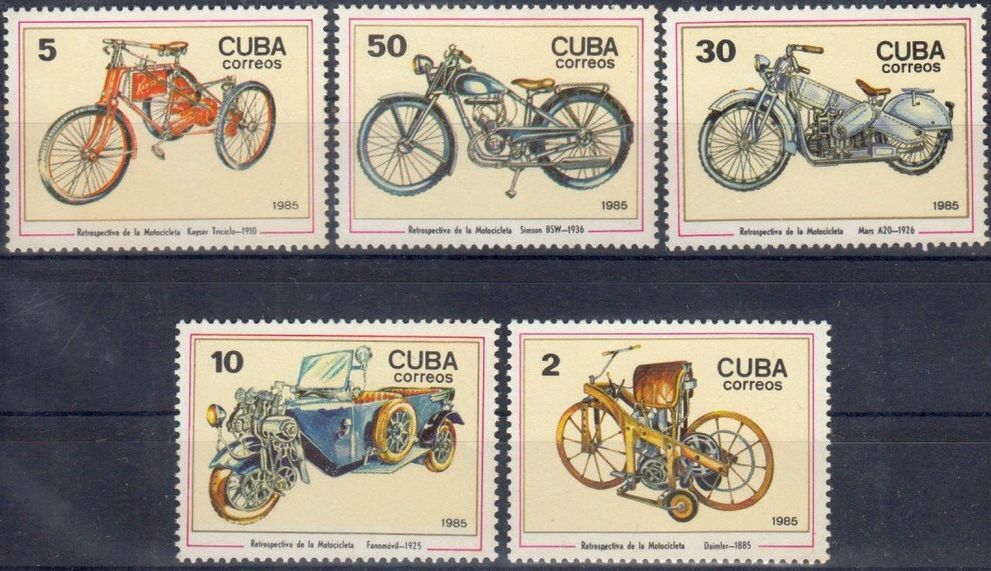 CUBA Sc# 2800-2804 OLD MOTORCYCLES Cpl set of 5 1985 MNG | Caribbean ...