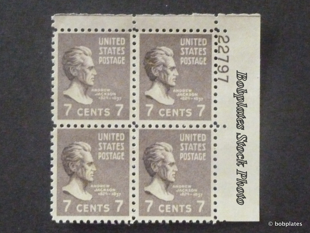 BOBPLATES #812 Jackson Plate Block PreEye FVF MNH CV=$3~See Details for ...