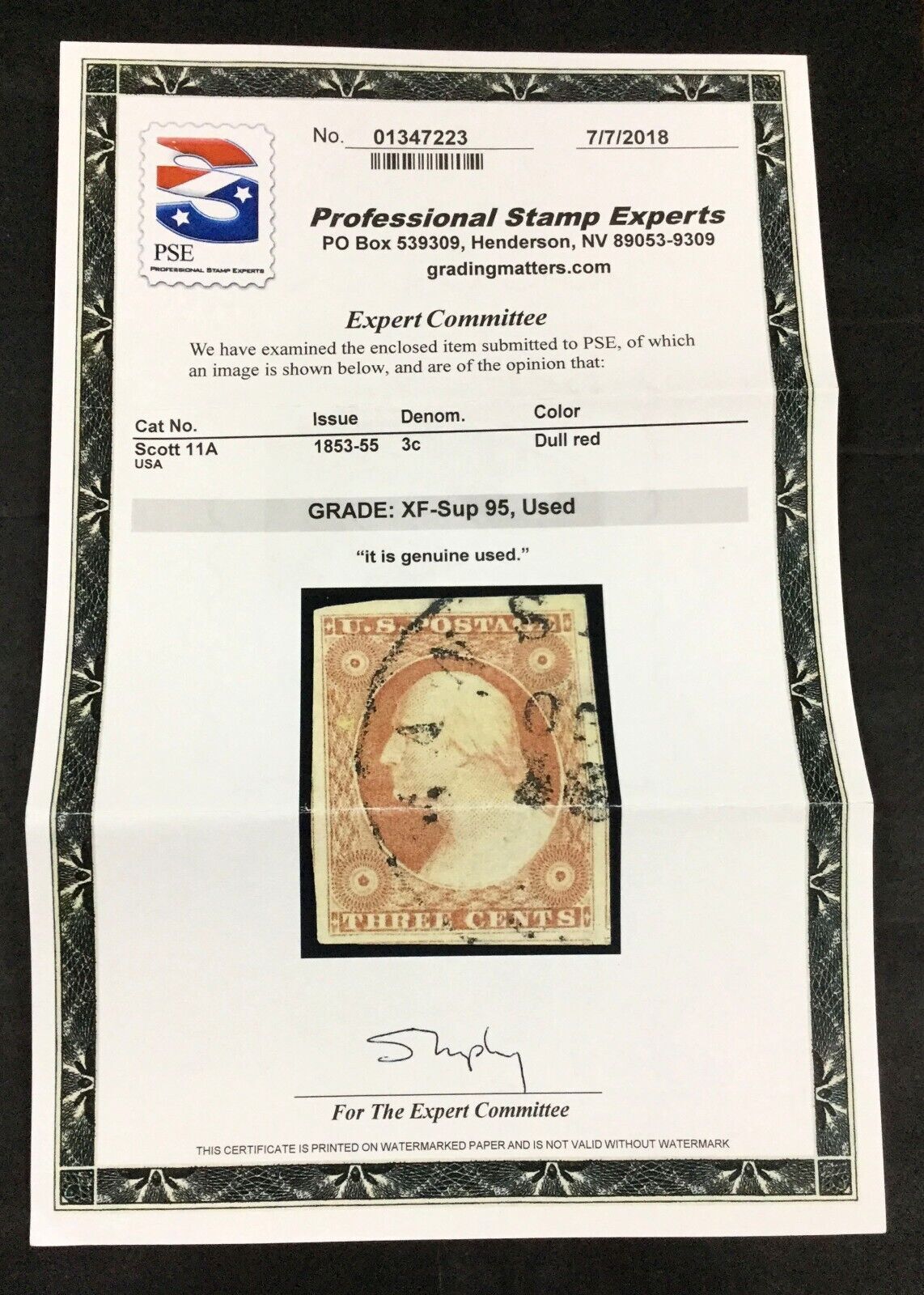 US Stamps #11A Used PSE Graded Cert Xf-Sup 95 LOT #81845 | United ...