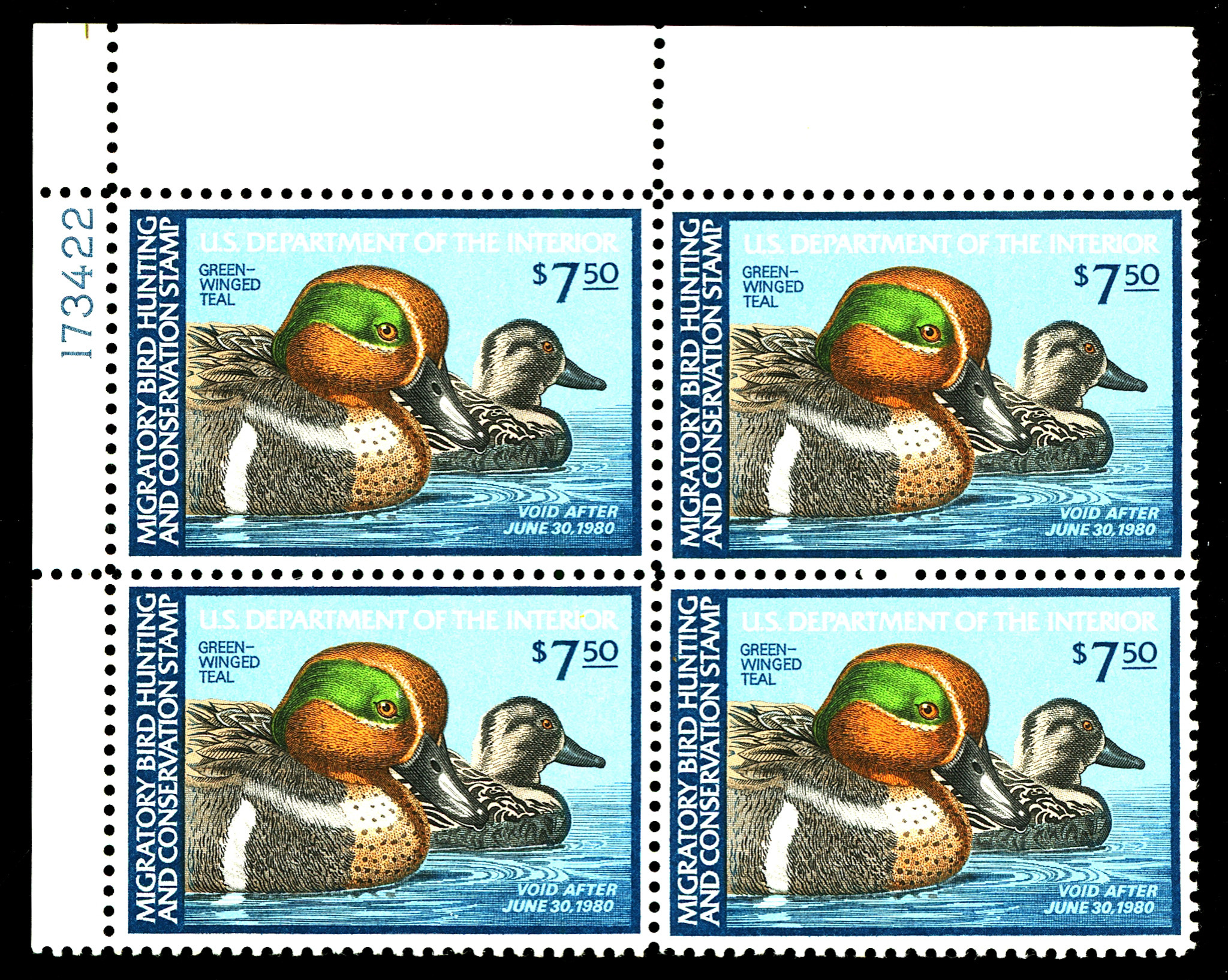 U.S. #Rw46 Mint PL# Block of 4 OG NH | United States, Duck Stamps ...