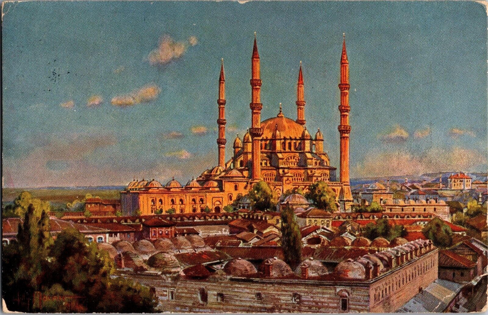 1916 Turkey Edirne Balkan Colonial War Enver Pascha Postcard To Admiral ...