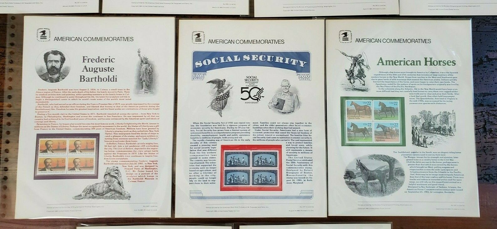 US 1985 Complete Year Set #237-254 USPS Commemorative Stamp Panels SCV ...