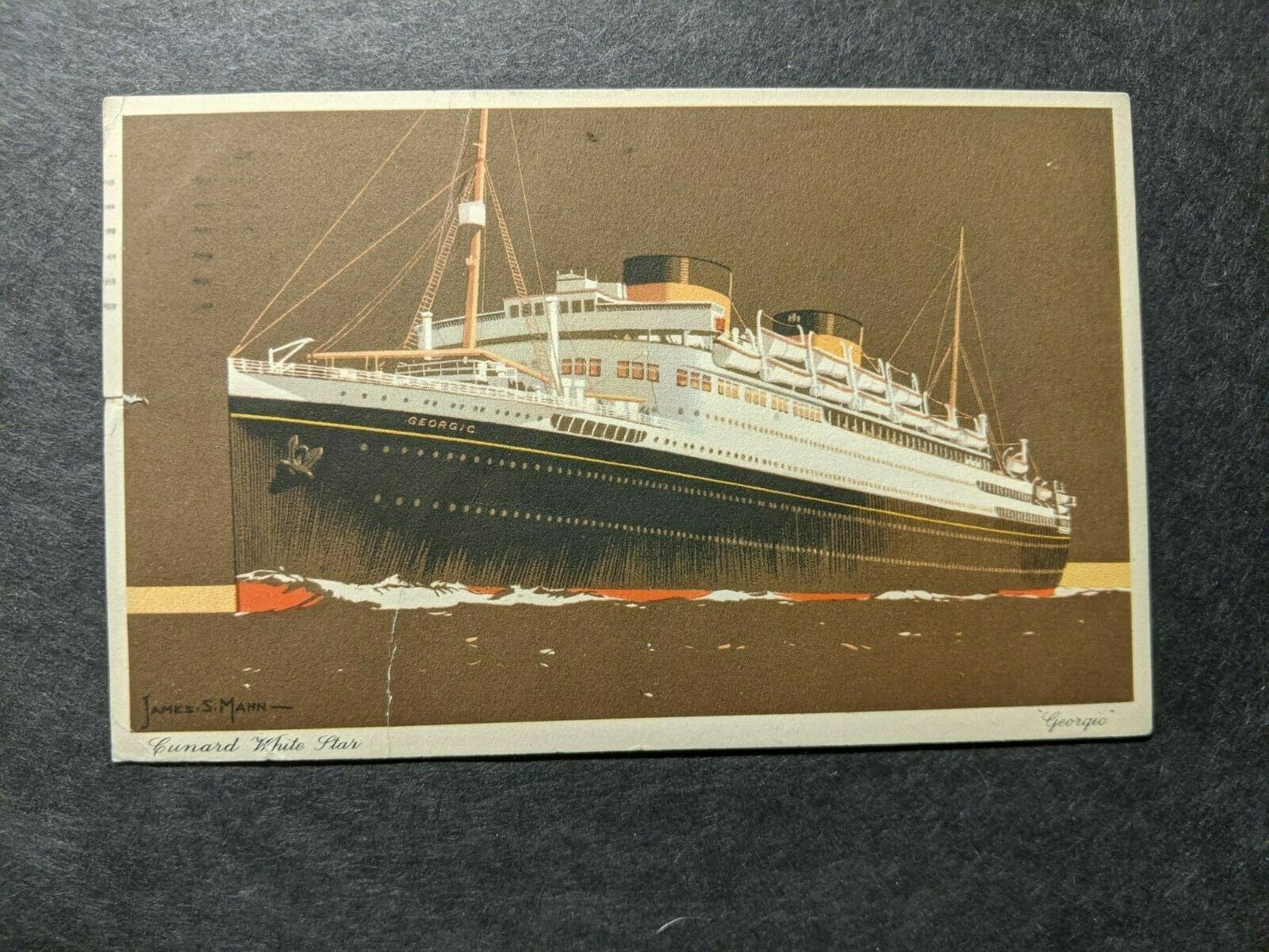Steamer MV GEORGIC, White Star Line Naval Cover 1937 Postcard PAQUEBOT ...