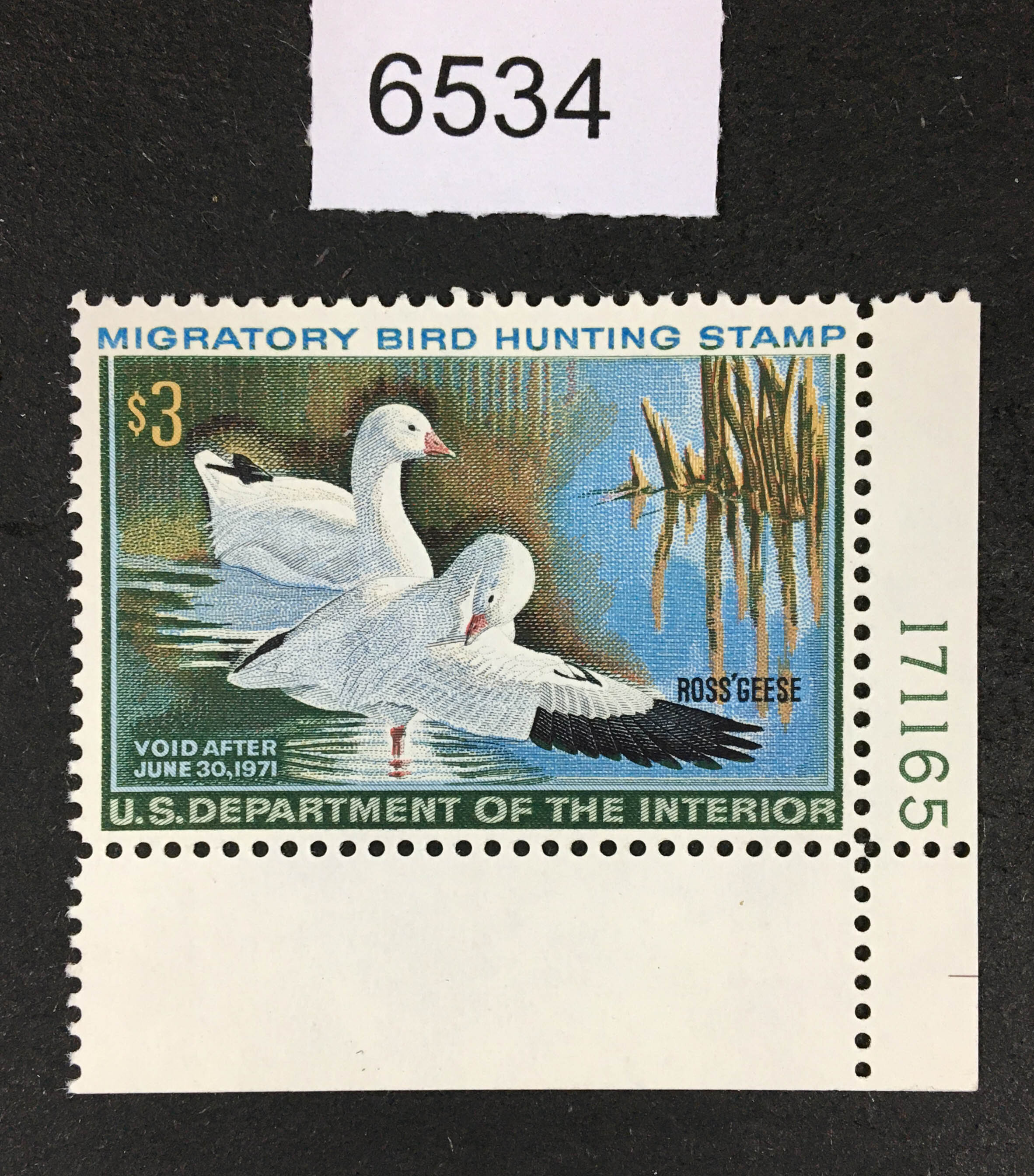 US Stamps # Rw37 Mint OG NH VF Plate Single Post Office Fresh Choice ...