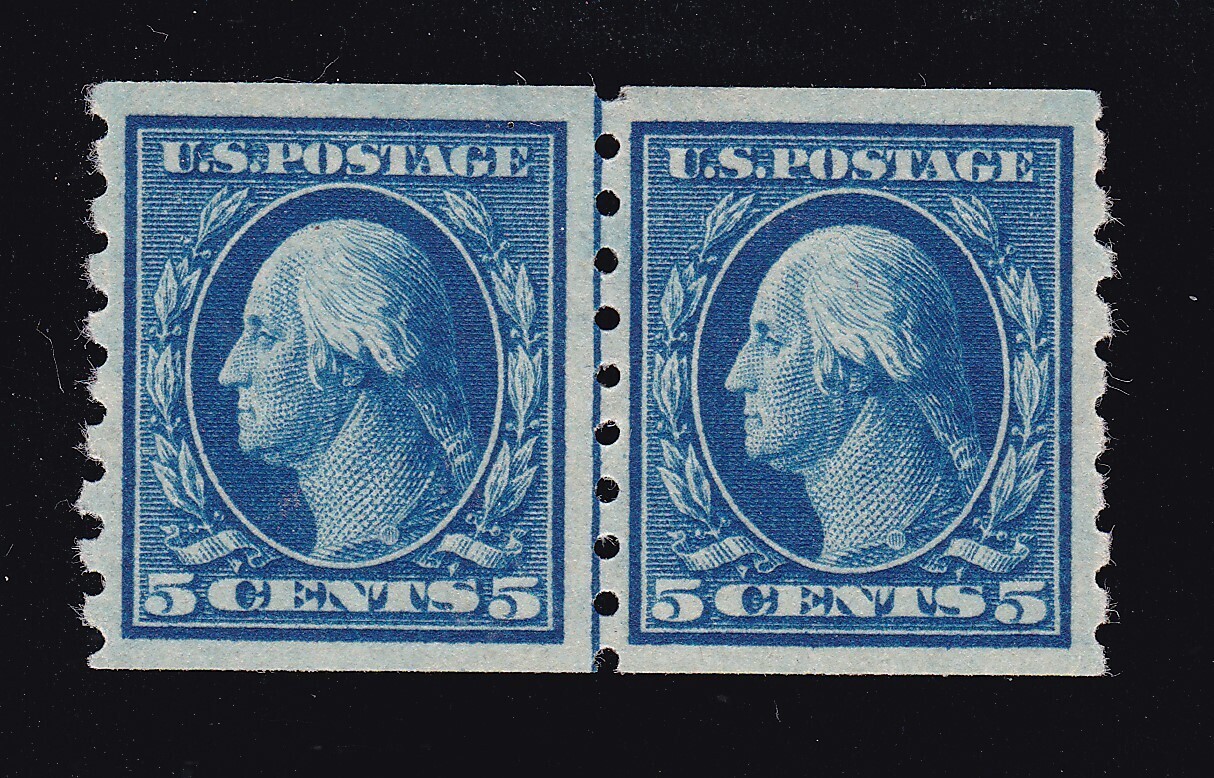 US 396 5c Washington Unused Line Pair VF OG H w/ PSE "80" Cert SCV $425 ...