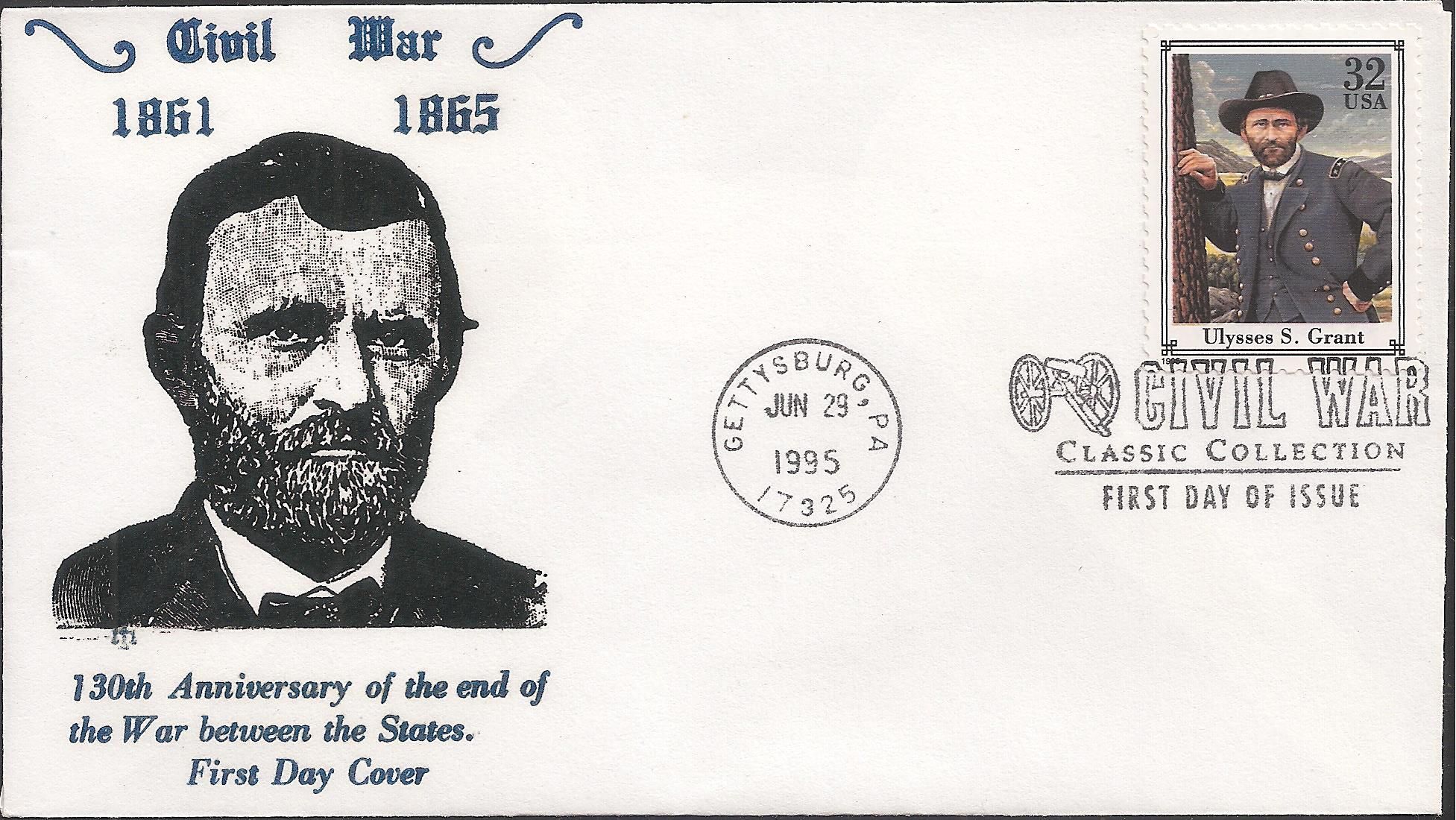 Blair Law Thermographed FDC for the 1995 32c Civil War Ulysses S. Grant ...