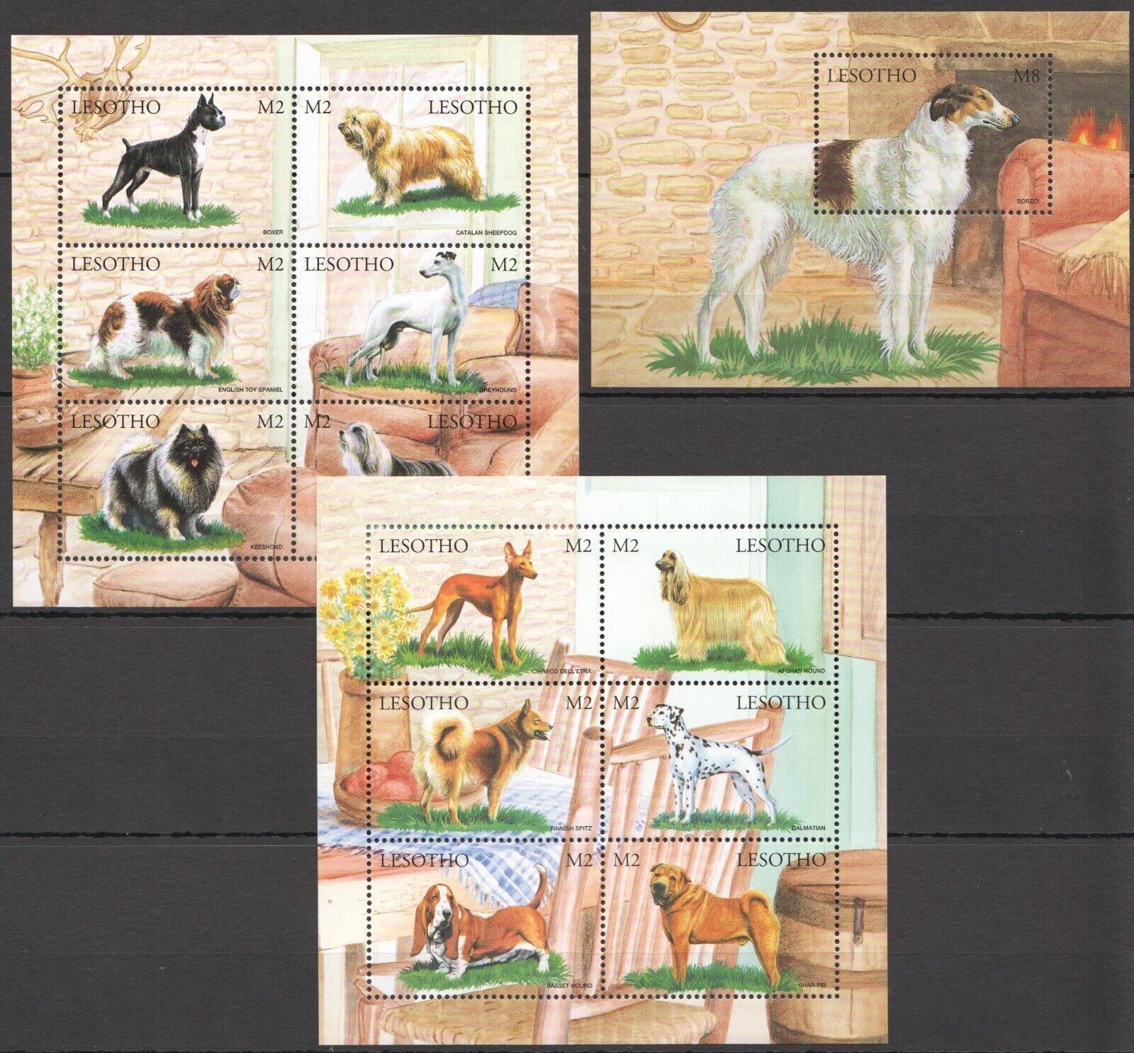 L0825 Lesotho Fauna Domestic Animals Pets Dogs 2Kb+1Bl Mnh | Worldwide ...