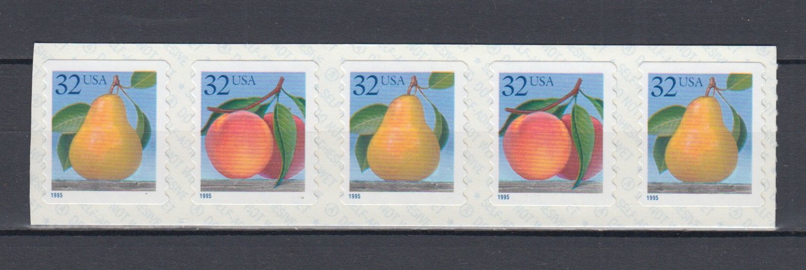 USA #2495-95A Peach & Pear coil strip of 5 stamps MNH | United States ...