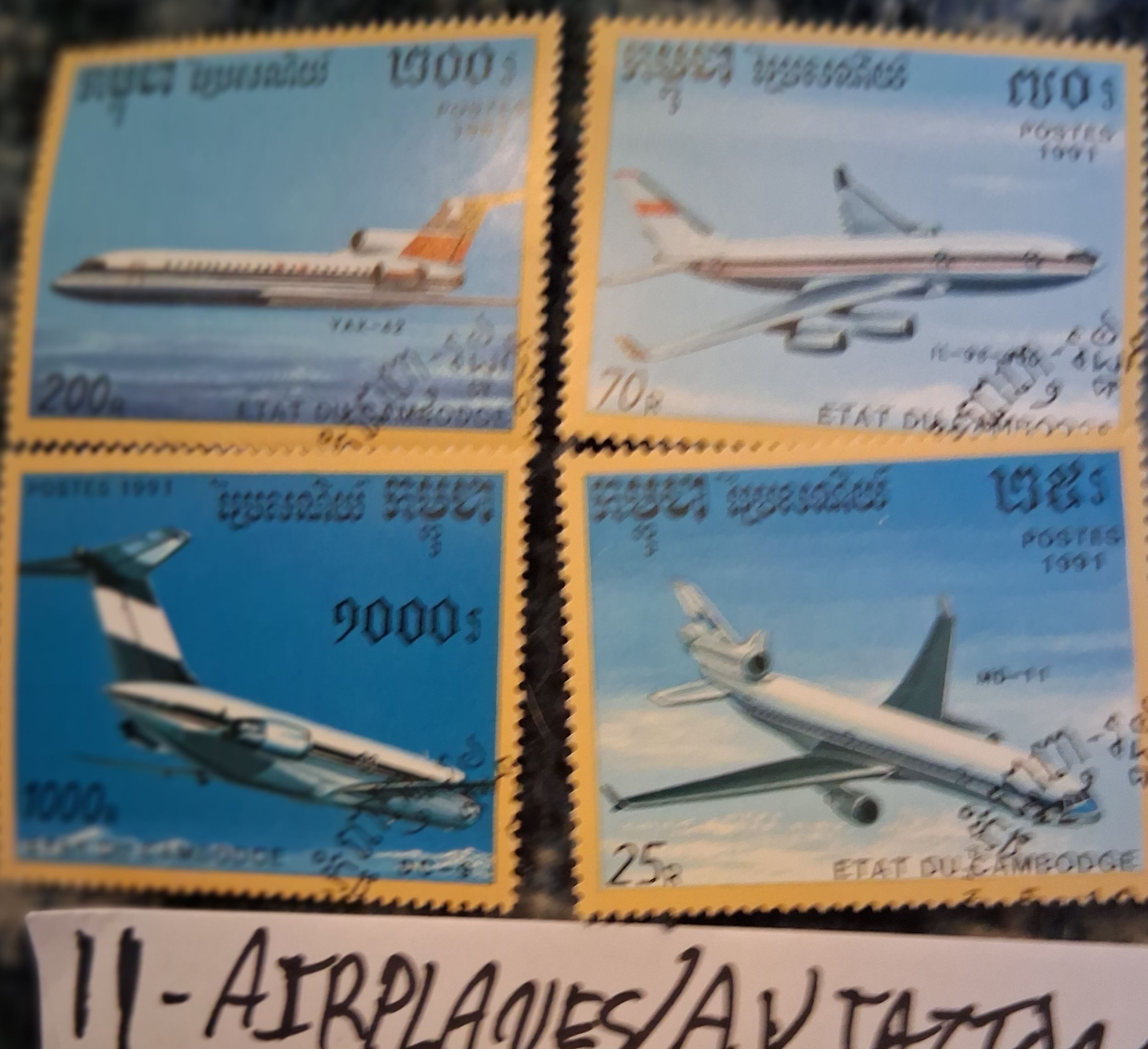11 AIRPLANE AVIATION Stamps WW Foreign Unsearched Used XF Mixed Lot Low ...