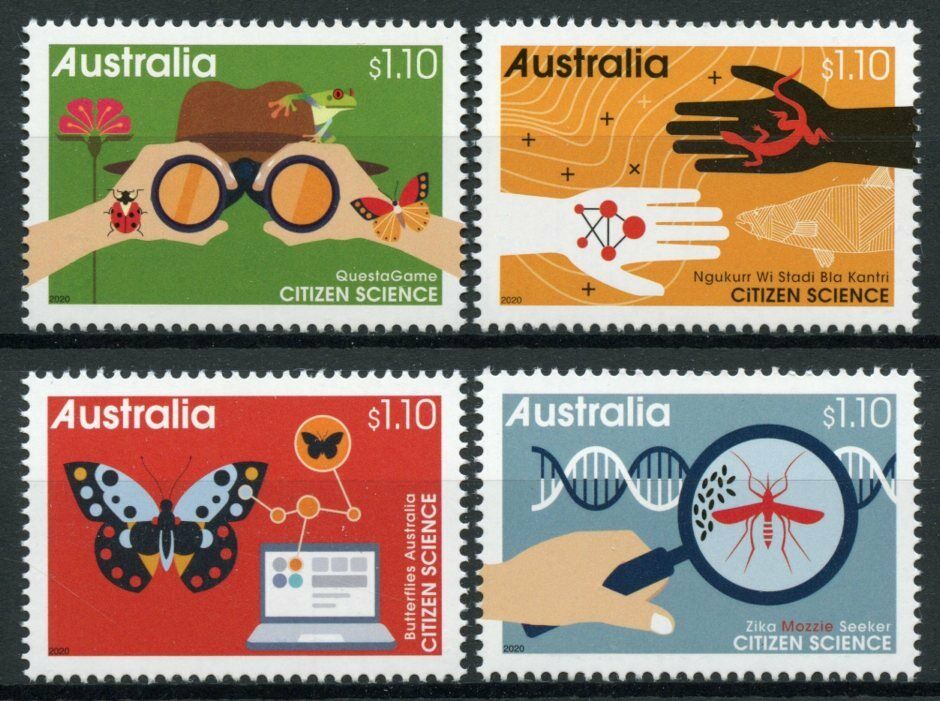 Australia Citizen Science Stamps 2020 MNH Butterflies Frogs Lizards 4v ...