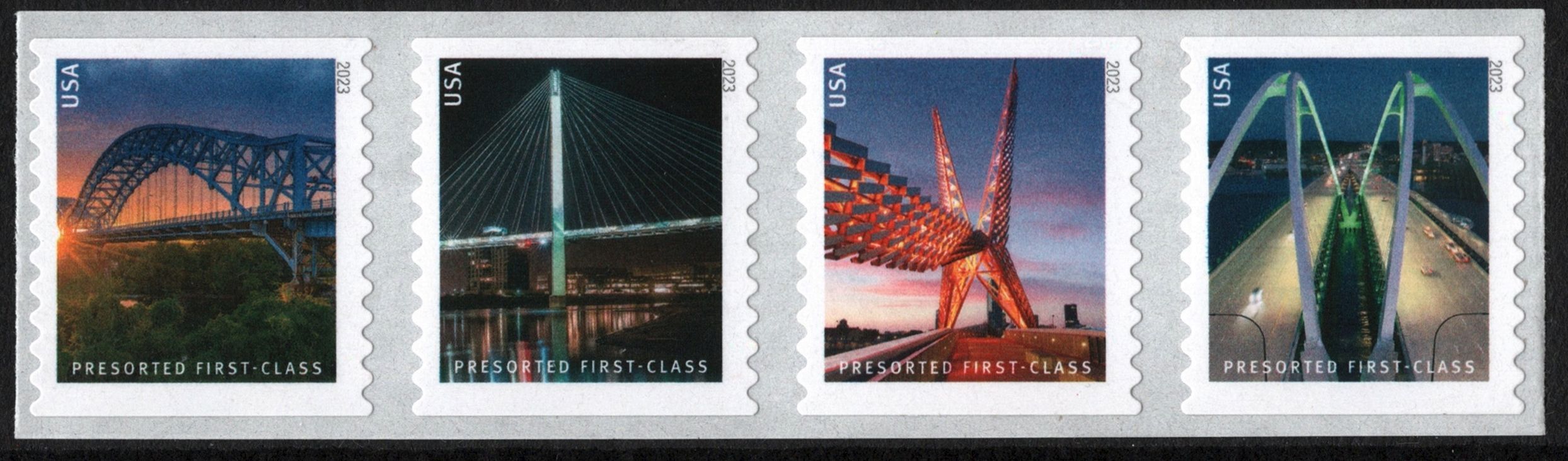 SC#5808-11 (Presorted First Class) Bridges Coil Strip of Four (2023) SA ...