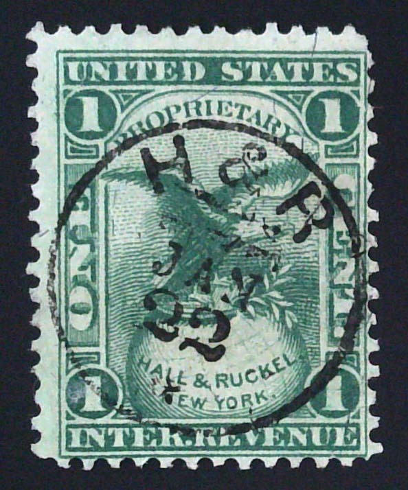 Scott #RS95b - 1c Green - Silk Paper - Hall&Ruckel | United States ...