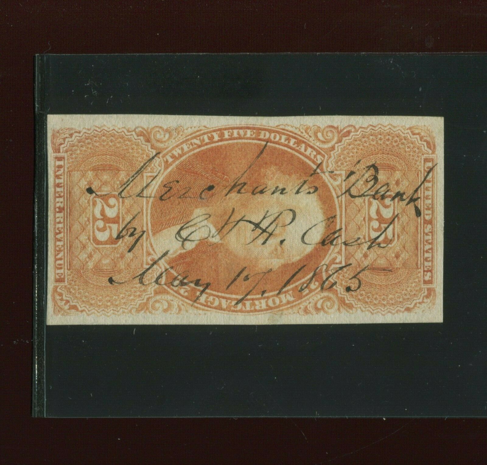 Scott R100a $25 Mortgage Rare Imperf Revenue Stamp (Stock R100-A2 ...
