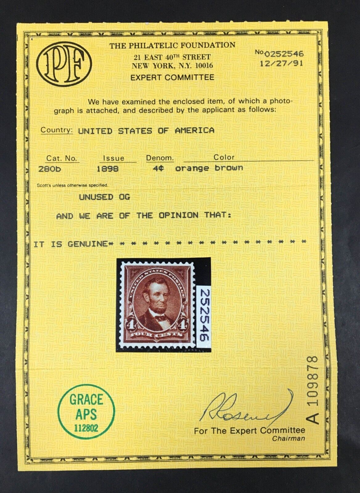 US Stamps #280B Mint OG NH VF/XF PF Cert LOT #89057 | United States ...