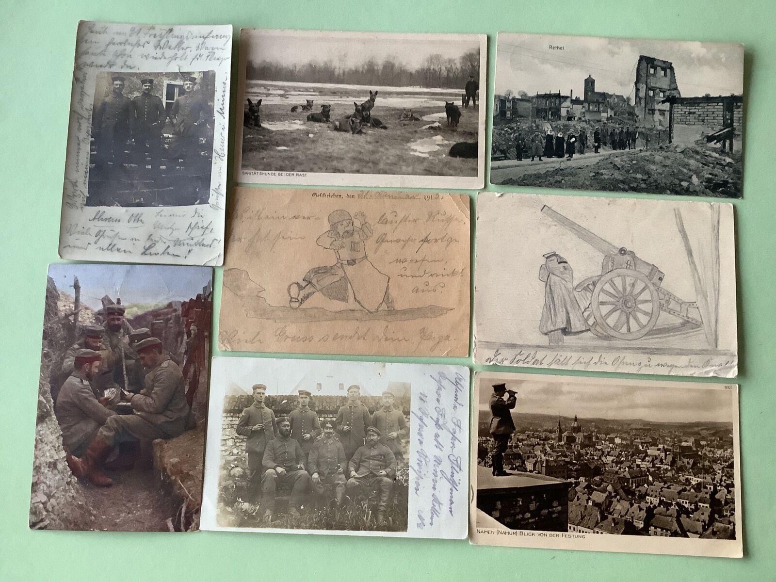 Germany WW1 illustrated military postal service postcards 8 items Ref ...