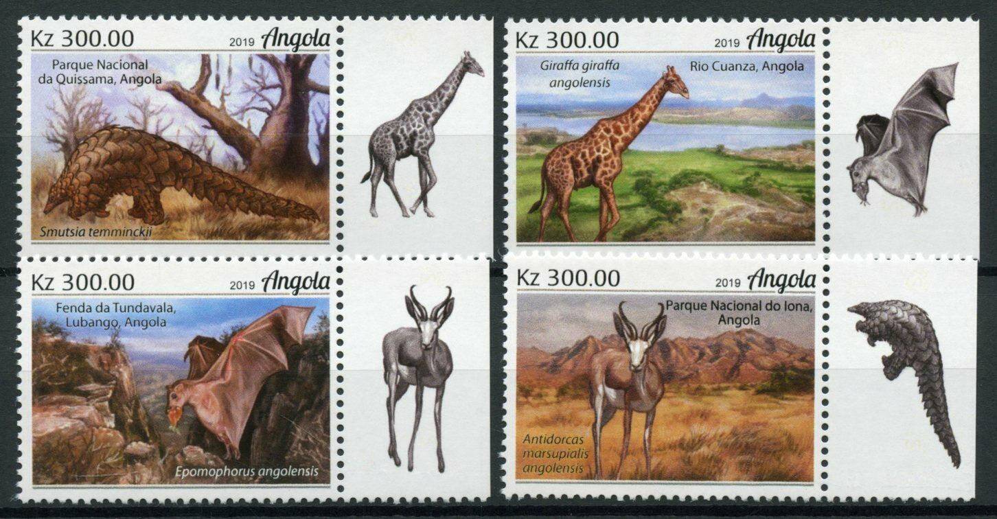 Angola Wild Animals Stamps 2019 MNH Endemic Species Pangolins Bats ...