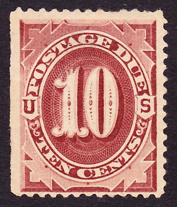 Scott J19, Unused OG HR, 10c Red Brown Postage Due, Straight Edge ...