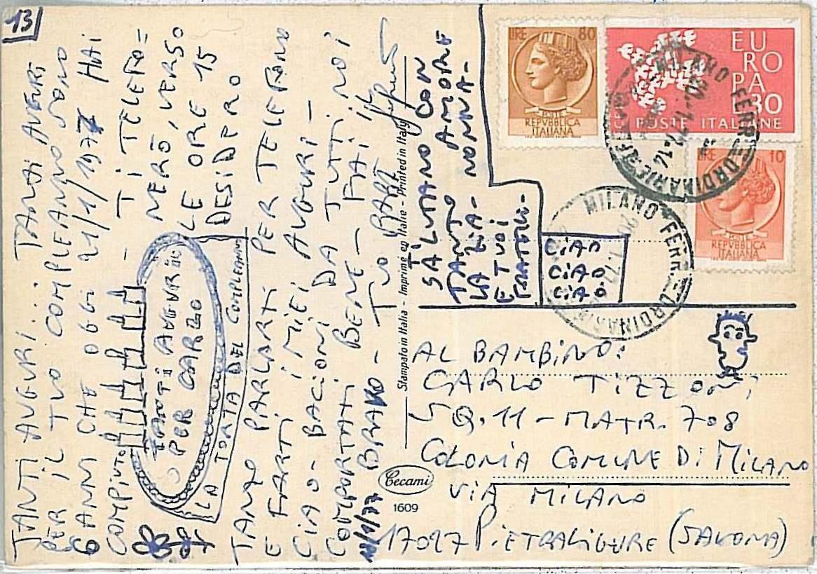 30966 - ITALY - POSTAL HISTORY - Postcard 1977 - BIRDS \ DOVES info ...