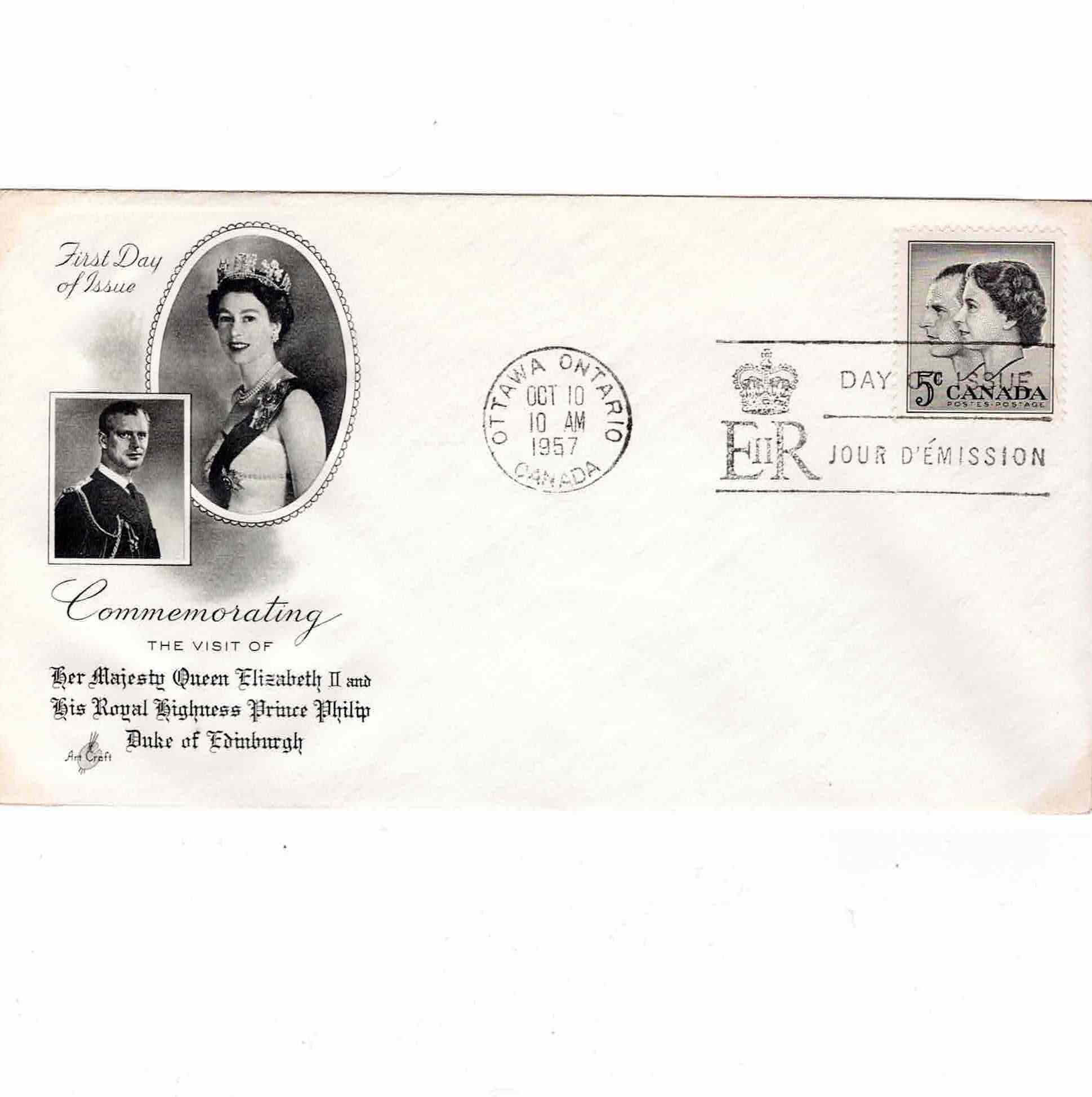 Canada 1957 FDC Sc 374 Royal Visit Artcraft Cachet First Day Cover ...