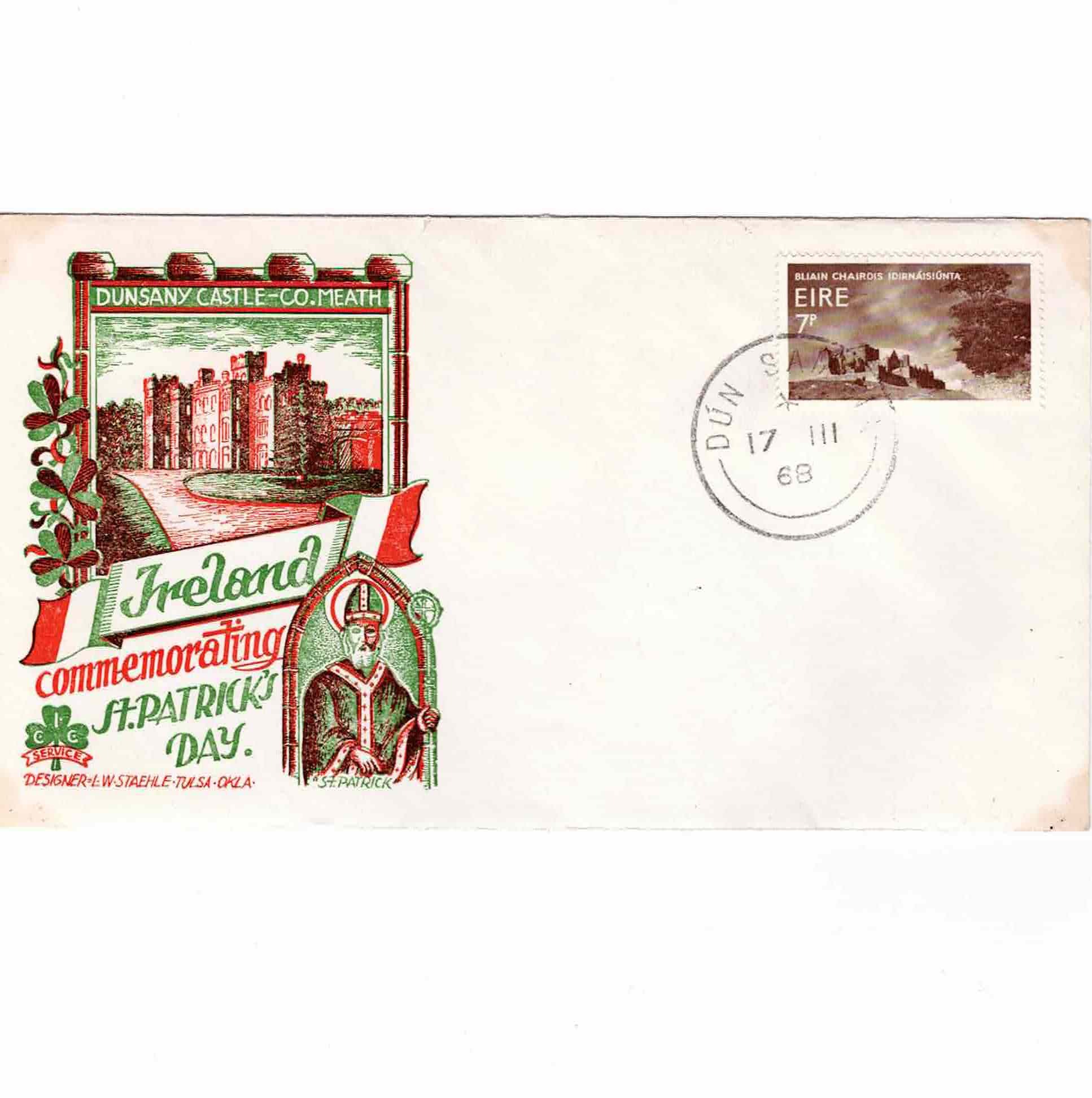 Ireland Eire 1968 Staehle St Patricks Day Cover Sc 236 Dunsany Castle ...
