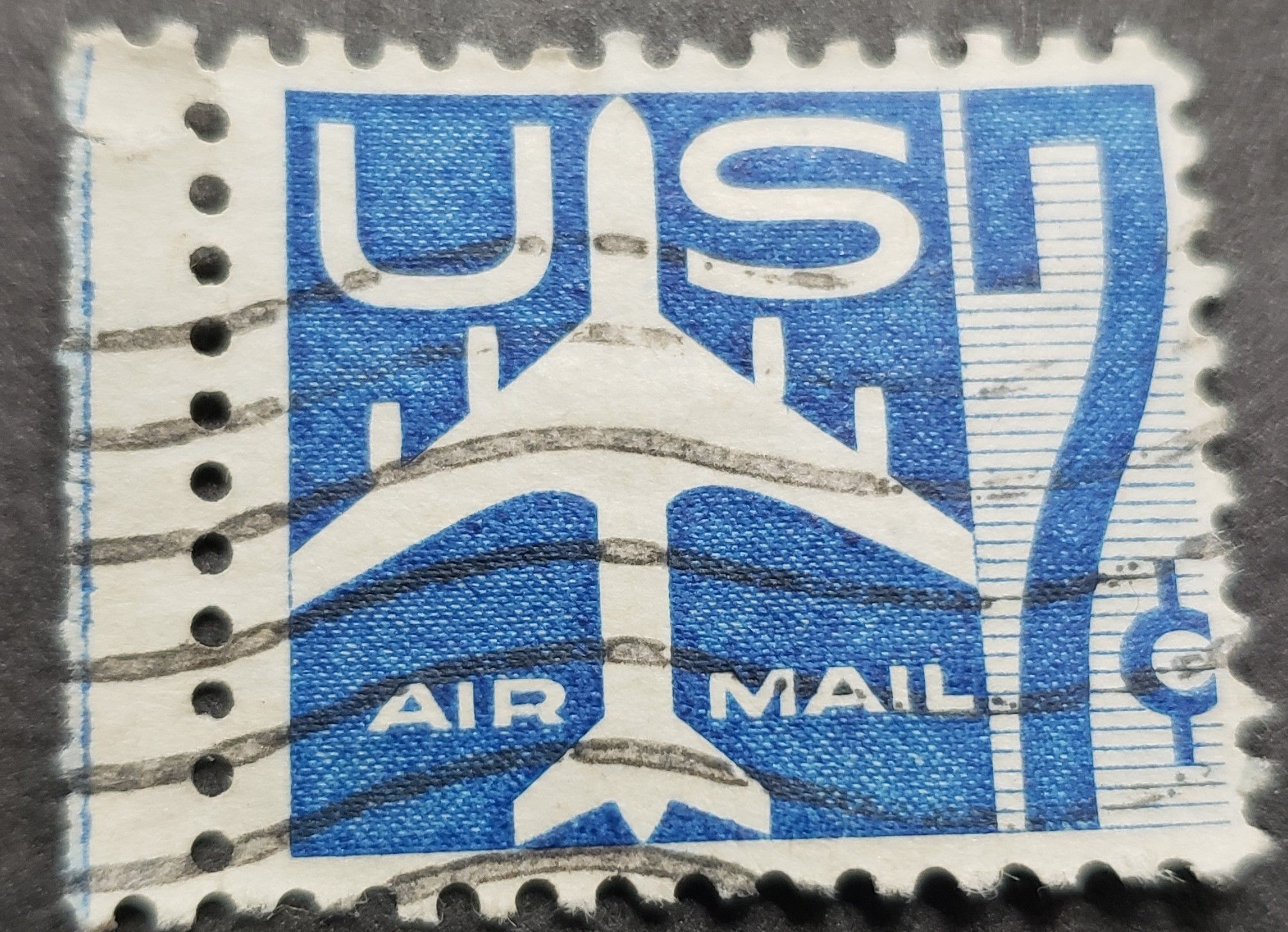 1958 7c Silhouette of Jet Blue US C51 | United States, Air Mail Stamp ...