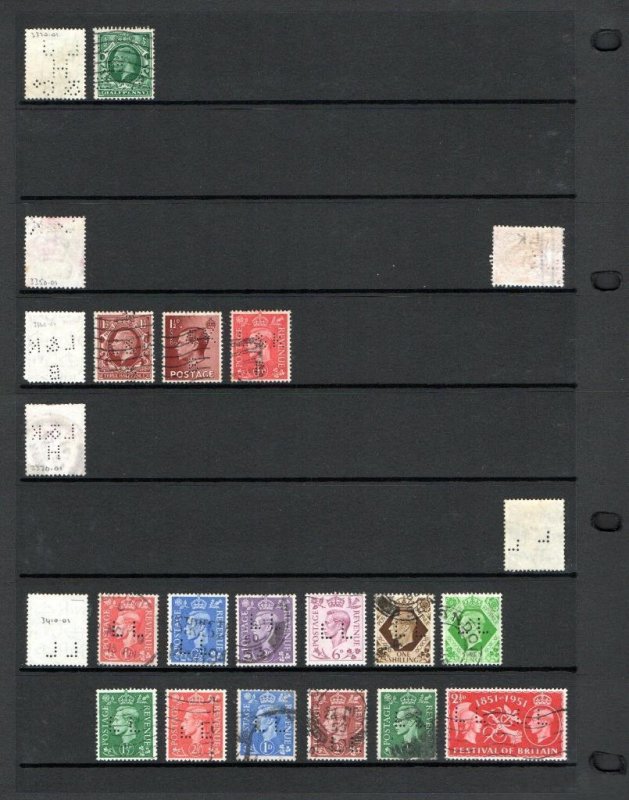 Collection of Queen Victoria - George VI Perfins on Double Sided Page ...