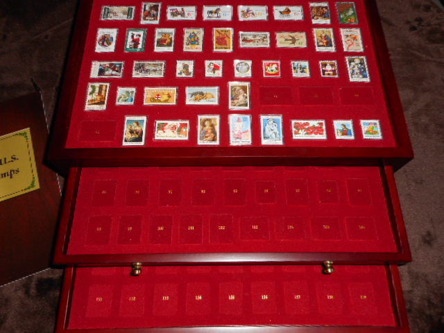 Treasury of U.S. Christmas Stamps - Slabbed Stamps in 2 Drawer Wood ...