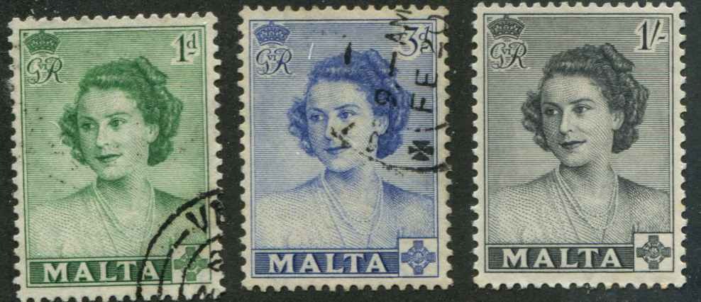 Malta SC# 229-31 Princess Elizabeth set U/U/MH | Europe - Malta ...