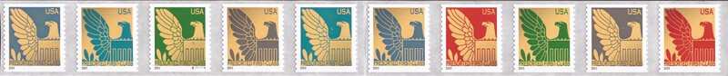 2003 (25c) Eagle & Shield - Strip of 10 Presort First Class Stamps ...