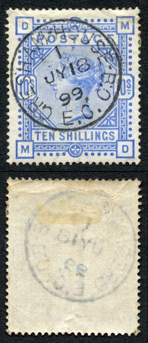 SG183 10/- Ultramarine (creases) Cat 525 pounds | Great Britain, Stamp ...