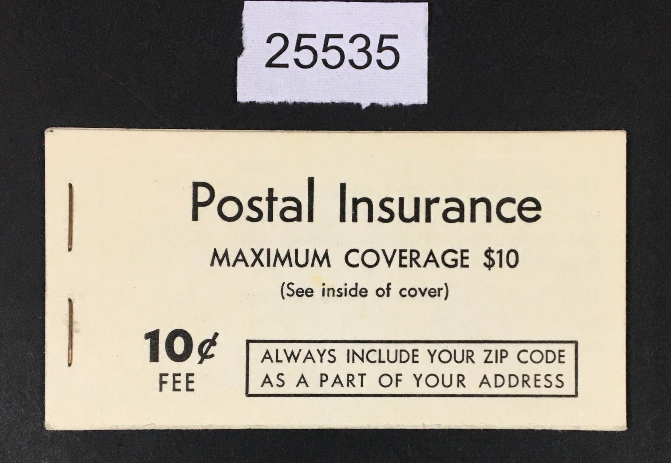 US Stamps # QI1 Complete Booklet Postal Insurance Mint OG NH $140 LOT ...