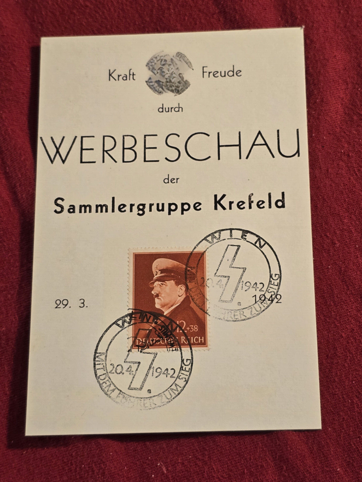 KDF Postcard W Adolf Hitler Birthday Stamp 1942 WW2 Wwii German ...