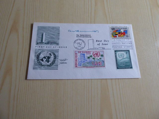 1961 USA FDC United Nations Dag Hammarskjold preprint autograph ...
