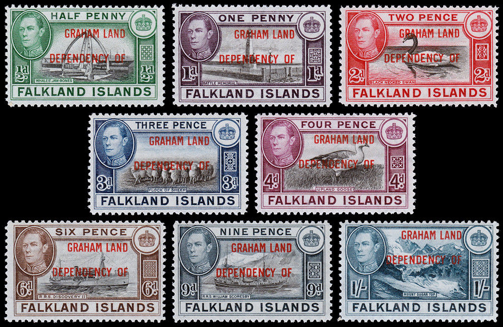 Falkland Islands - Graham Land Scott 2L1-2L8 (1944) M NH-VLH VF ...