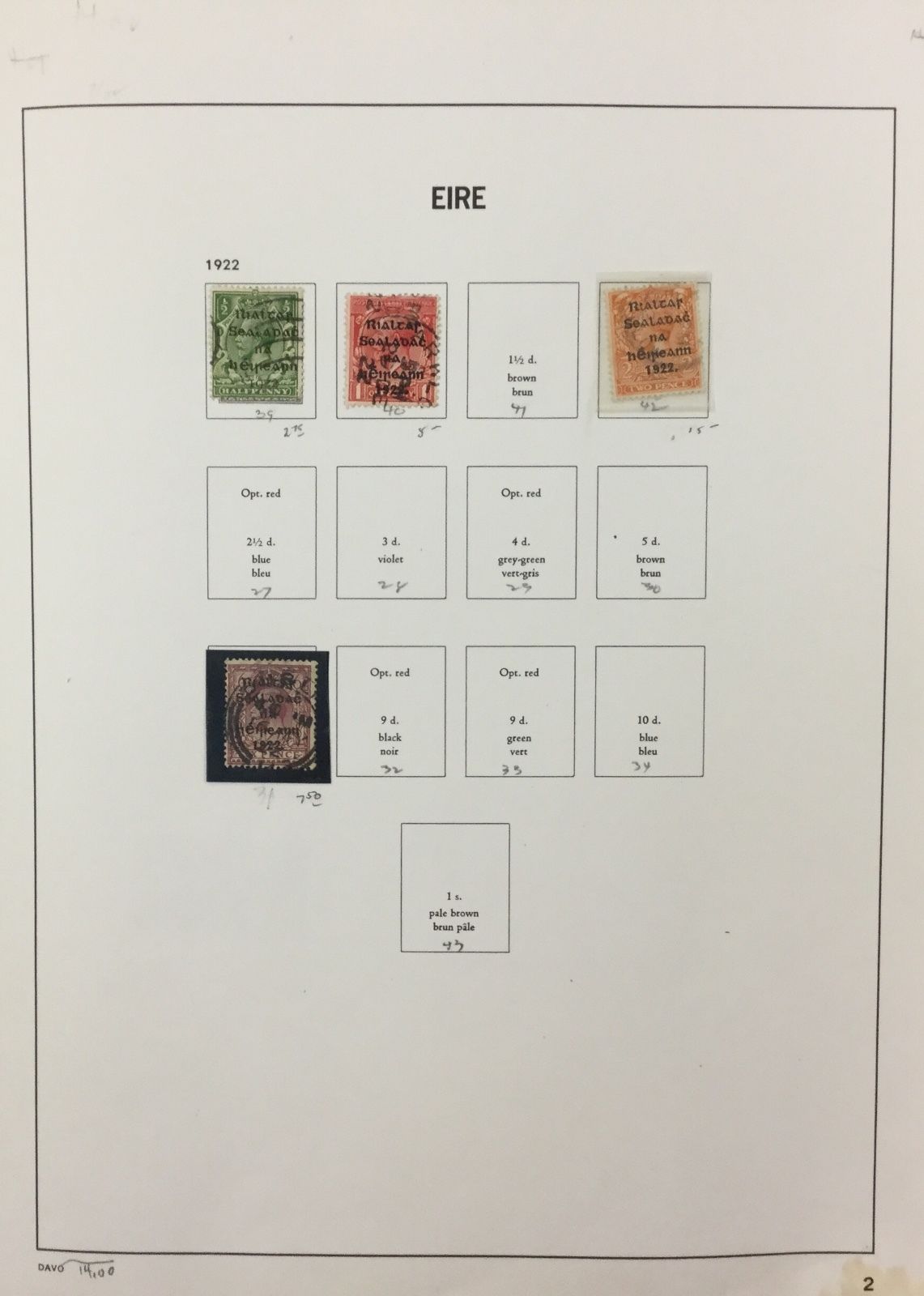 IRELAND stamp collection, 1922-1996, DAVO album, Mint & Used. CV $1423 ...