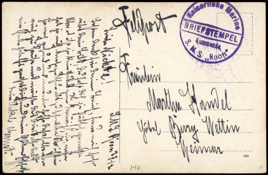 Germany WWI Navy SMS Roon Kommando MSP Feldpost Ship Pic Cover G75521 ...