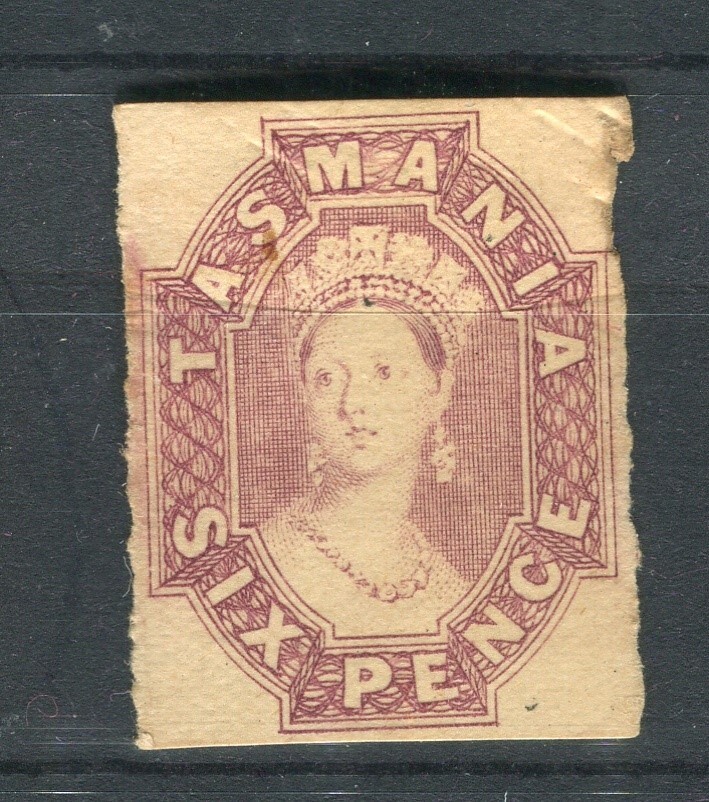 AUSTRALIA TASMANIA; Scarce QV 6d Imperf Chalon Head (1855) Perkins ...
