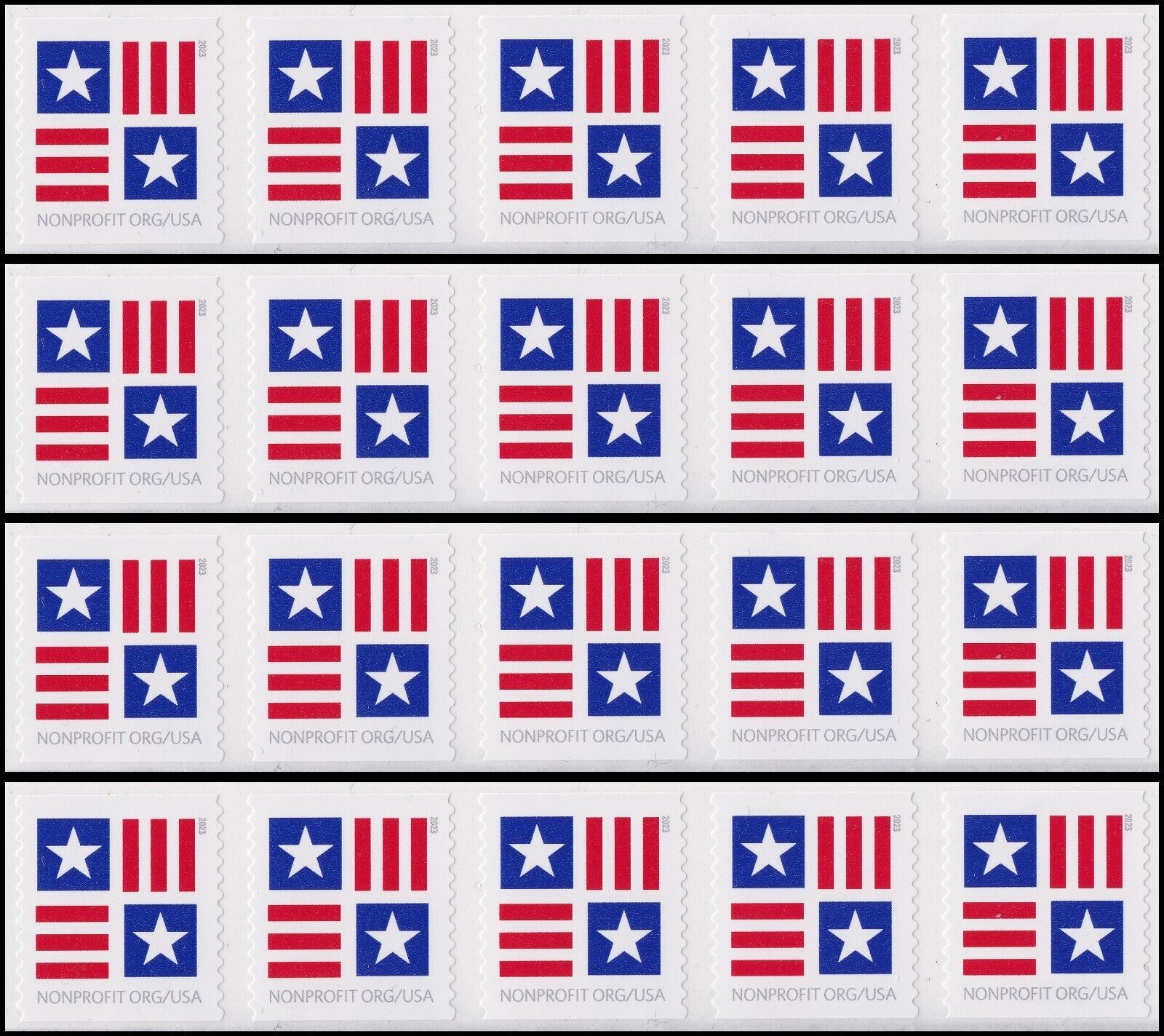 US 5756 Patriotic Block Nonprofit Org 5c coil strip (5x4 stamps) MNH ...