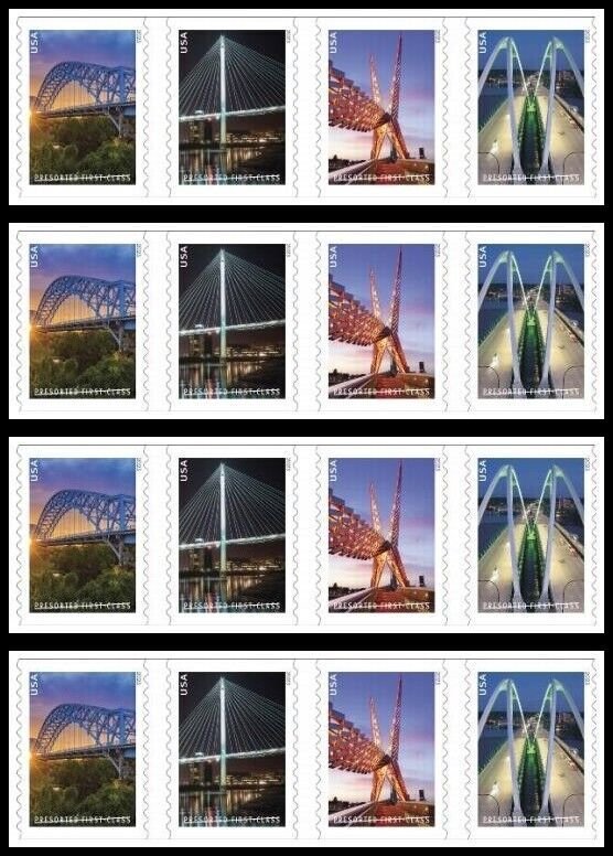 US 5808-5811 5811a Bridges presorted first-class 25c coil strip 4x4 MNH ...