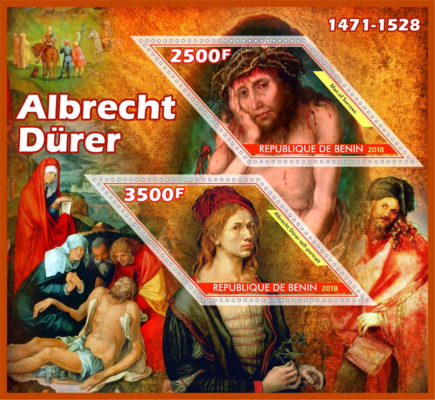 Stamps. Art, painting, Albrecht Durer 2018 1+1 sheets perforated ...