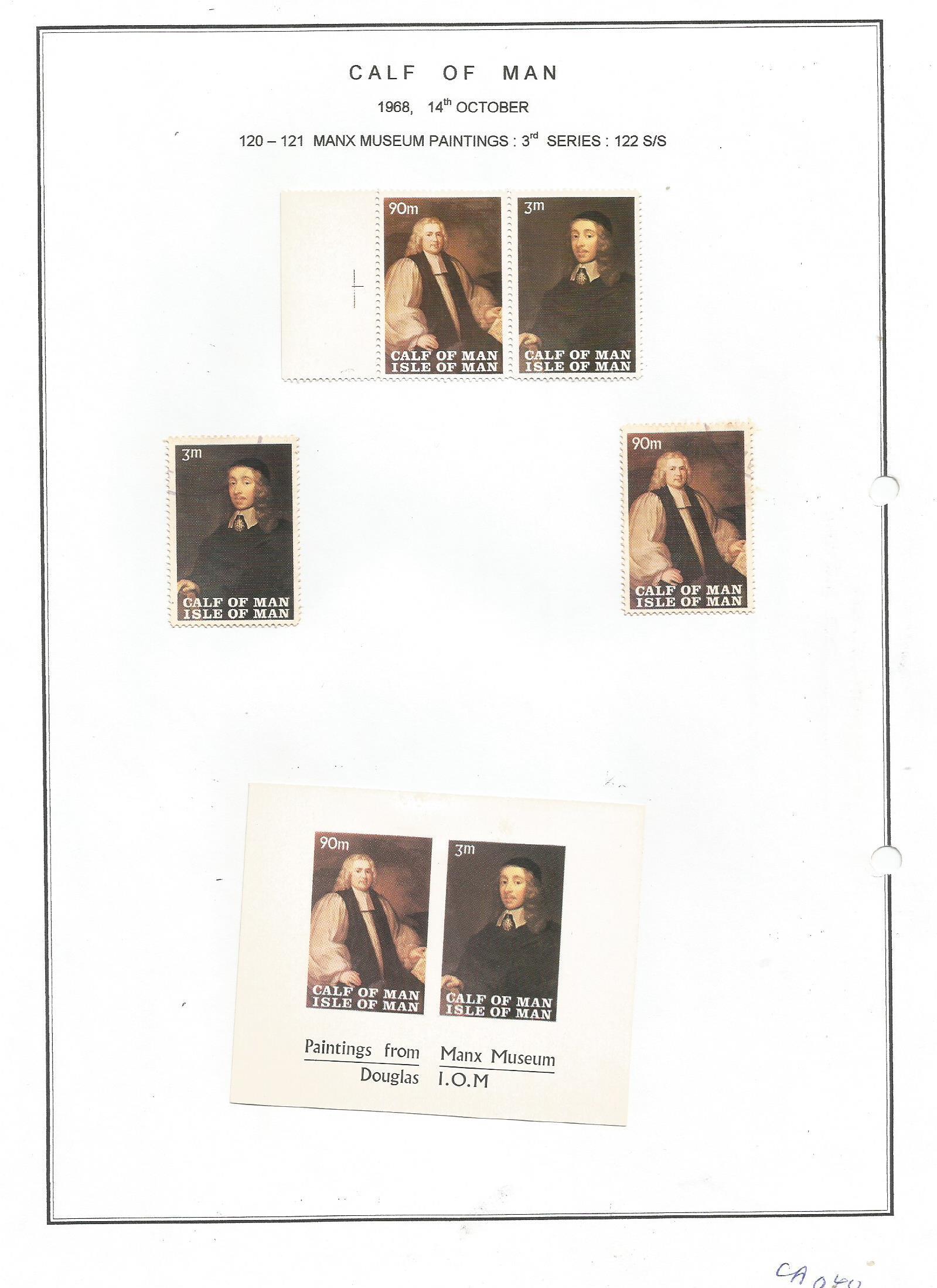 CALF OF MAN - 1968 - Manx Museum #3 - Perf Pair & Souv Sheet-Mint ...