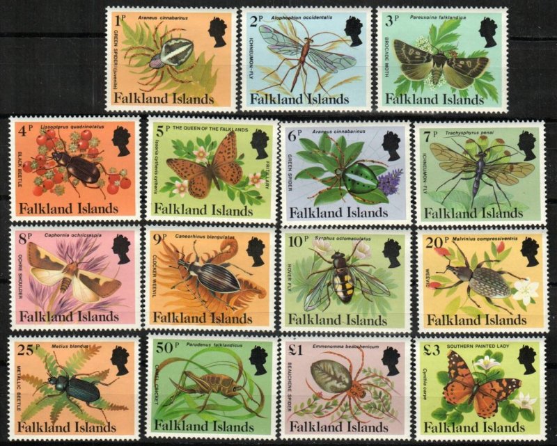 Falkland Islands Stamp 387-401 - Insects, spiders, beetles | Central ...