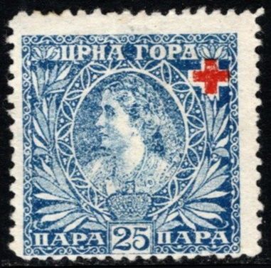 1918 Montenegro 25 Paras Queen Milena Red Cross Semi Postal Unused ...
