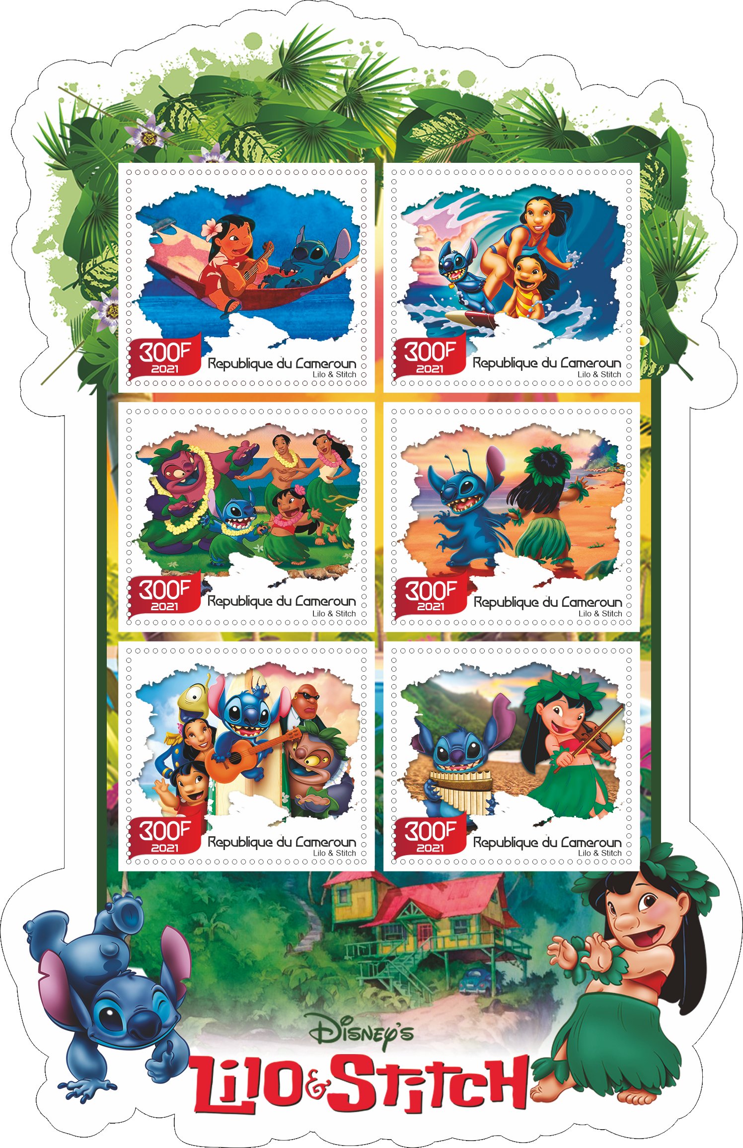 Stamps.Cartoons, Walt Disney. Lilo and Stich 1+1 sheets perf Cameroun ...