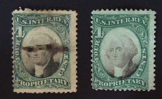 Scott #RB4a&RB4b - 4c Green & Black - Washington - Mixed Condition ...