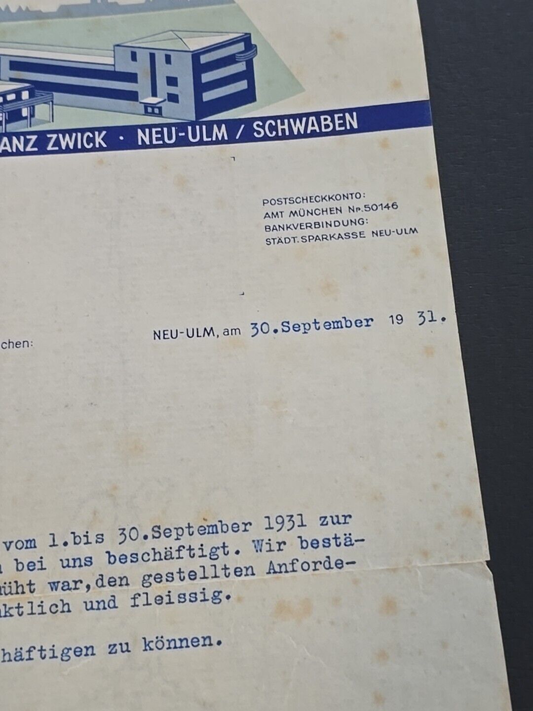 WW2 WWII German Third Reich Document Letter Work Recommendation Typist ...