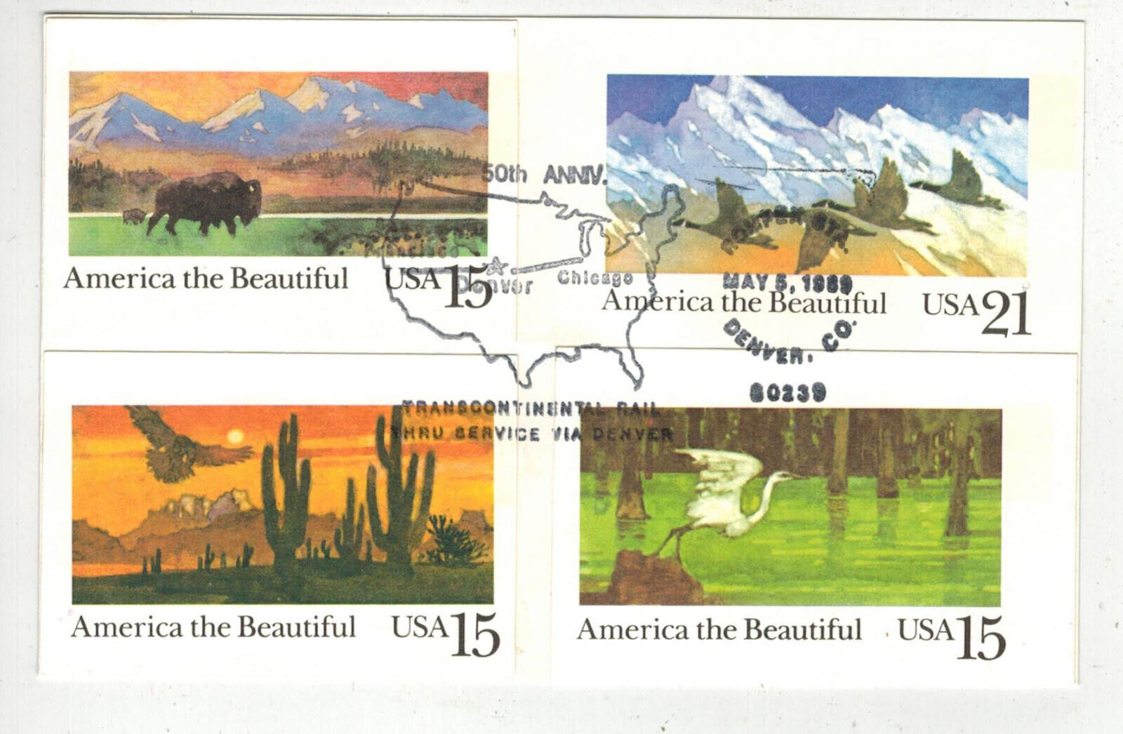 Ux131 Flying Geese FDC Unusual Postal Cards Combo & 3 America Beautiful ...