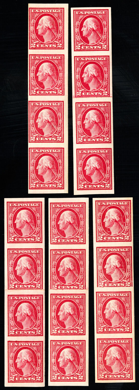 US Stamps # 409 MNH F-VF Lot Of 5 Vending Paste-Up Strips Of 4 Scott ...