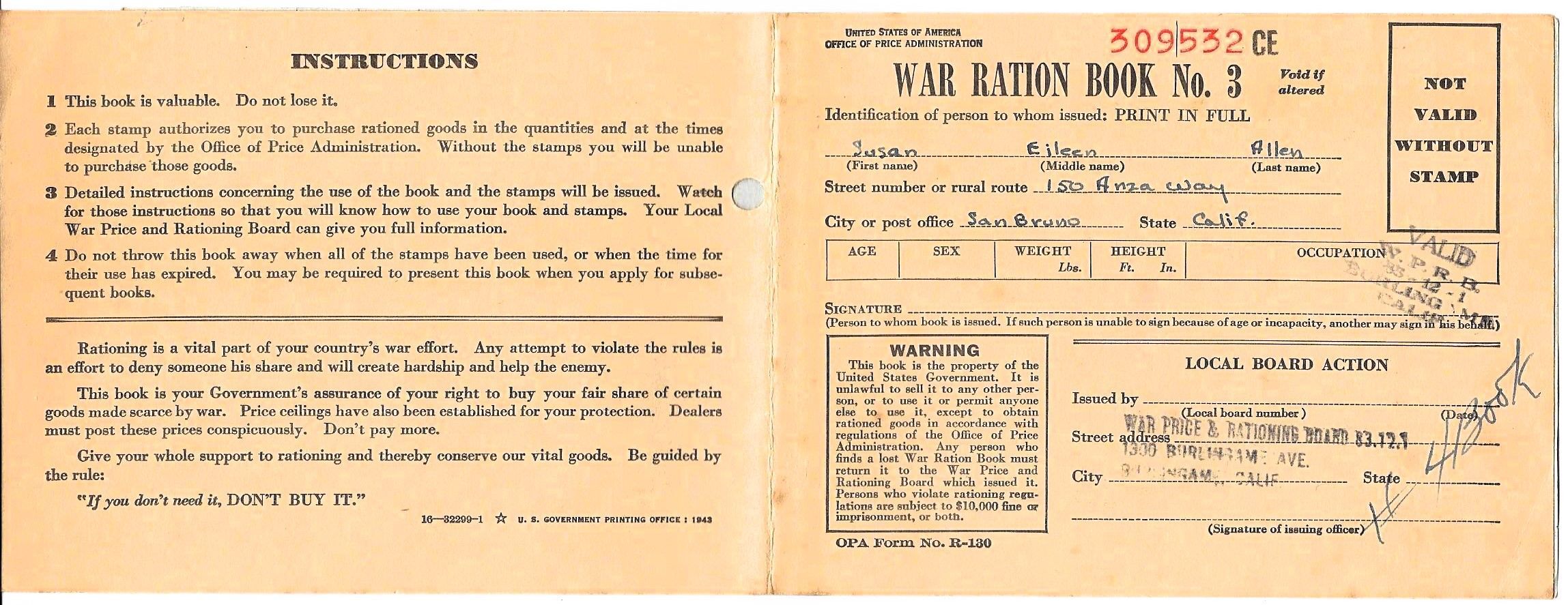 United States War Ration Book w/stamps | United States, General Issue ...