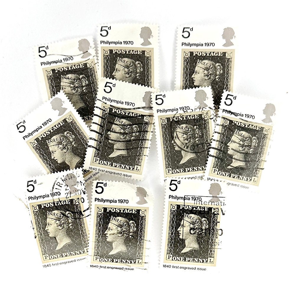 10 x used 1970 Philympia Penny Black GB British postage stamps off ...